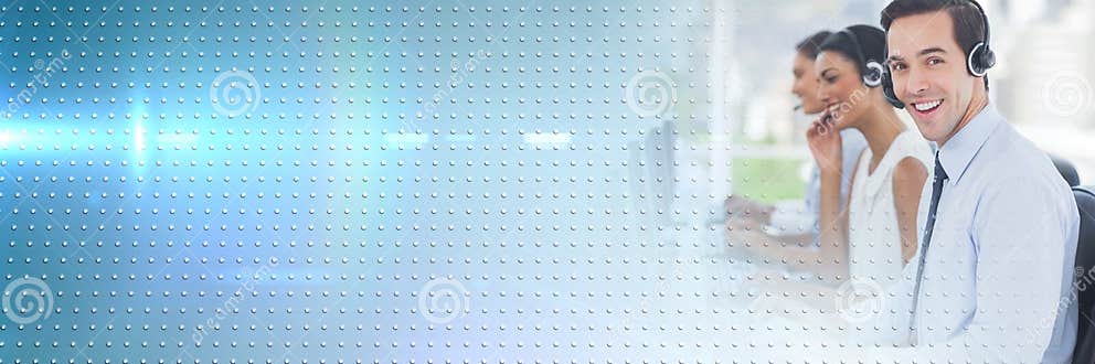 Customer Service Assistants with Headsets with Technology Interface ...