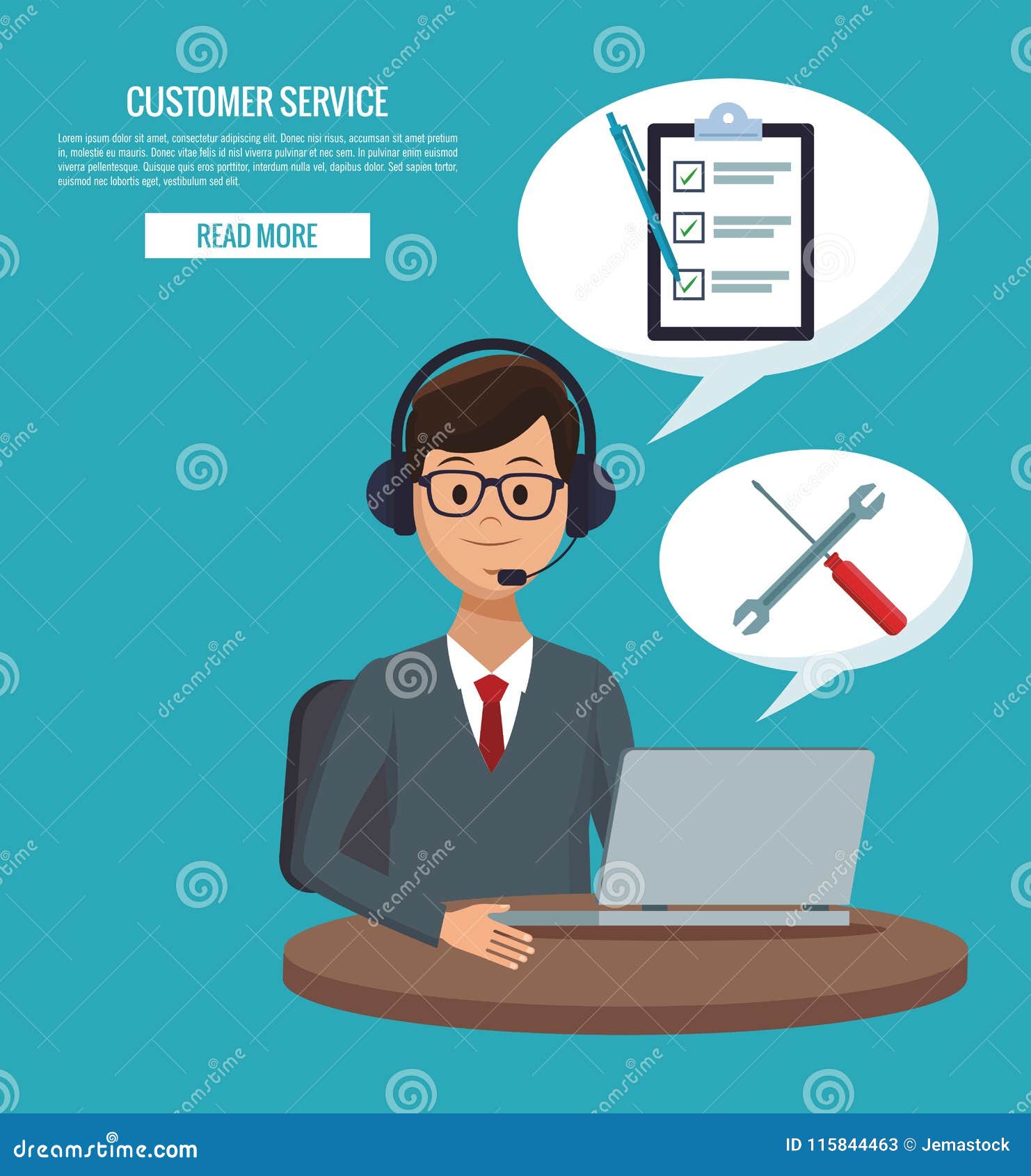 Customer service banner stock vector. Illustration of laptop - 115844463