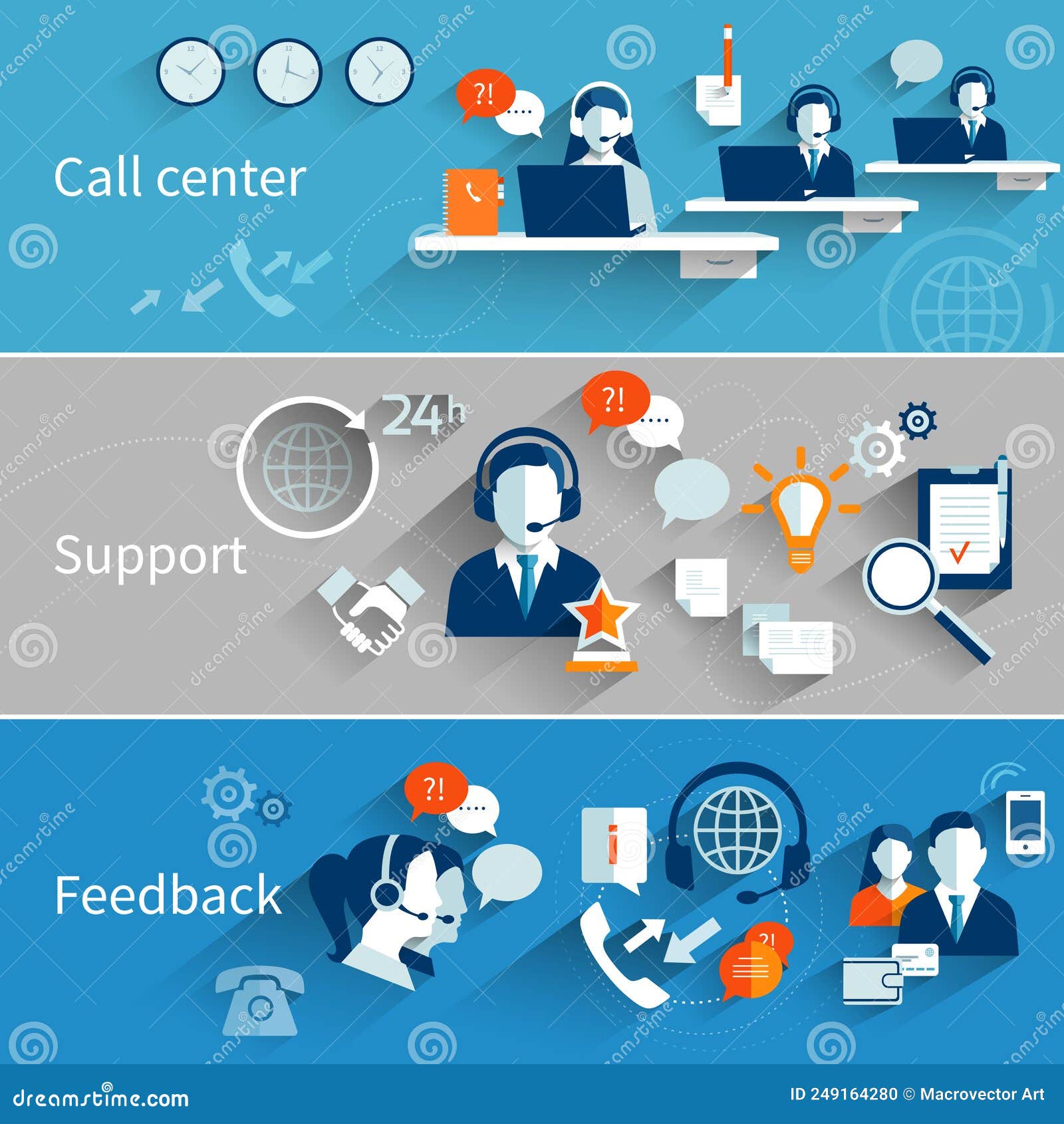 Customer Service Banners stock vector. Illustration of feedback - 249164280