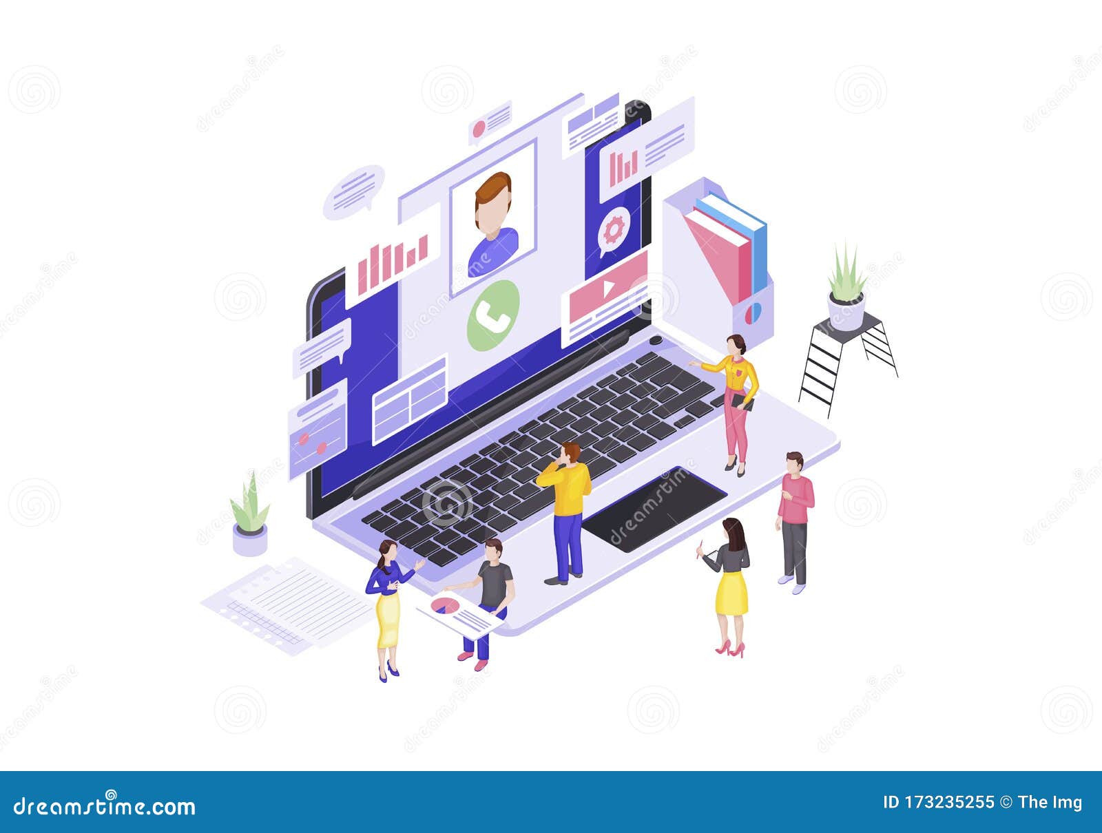 Customer Service Center Isometric Illustration Stock Vector ...