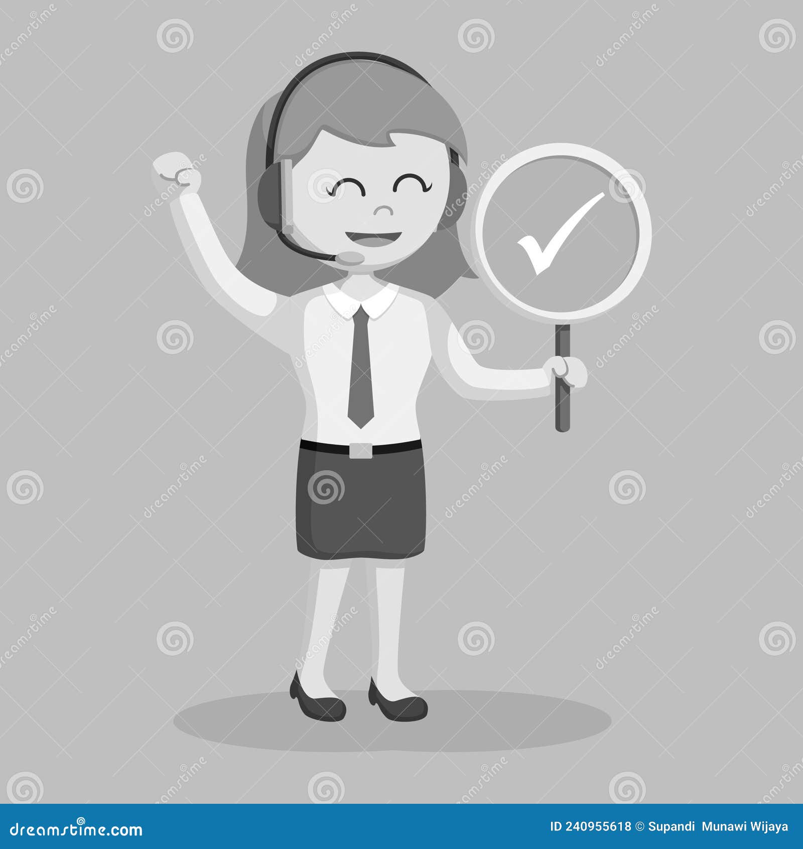 Customer Service Character Profession Design Vector Black and White ...