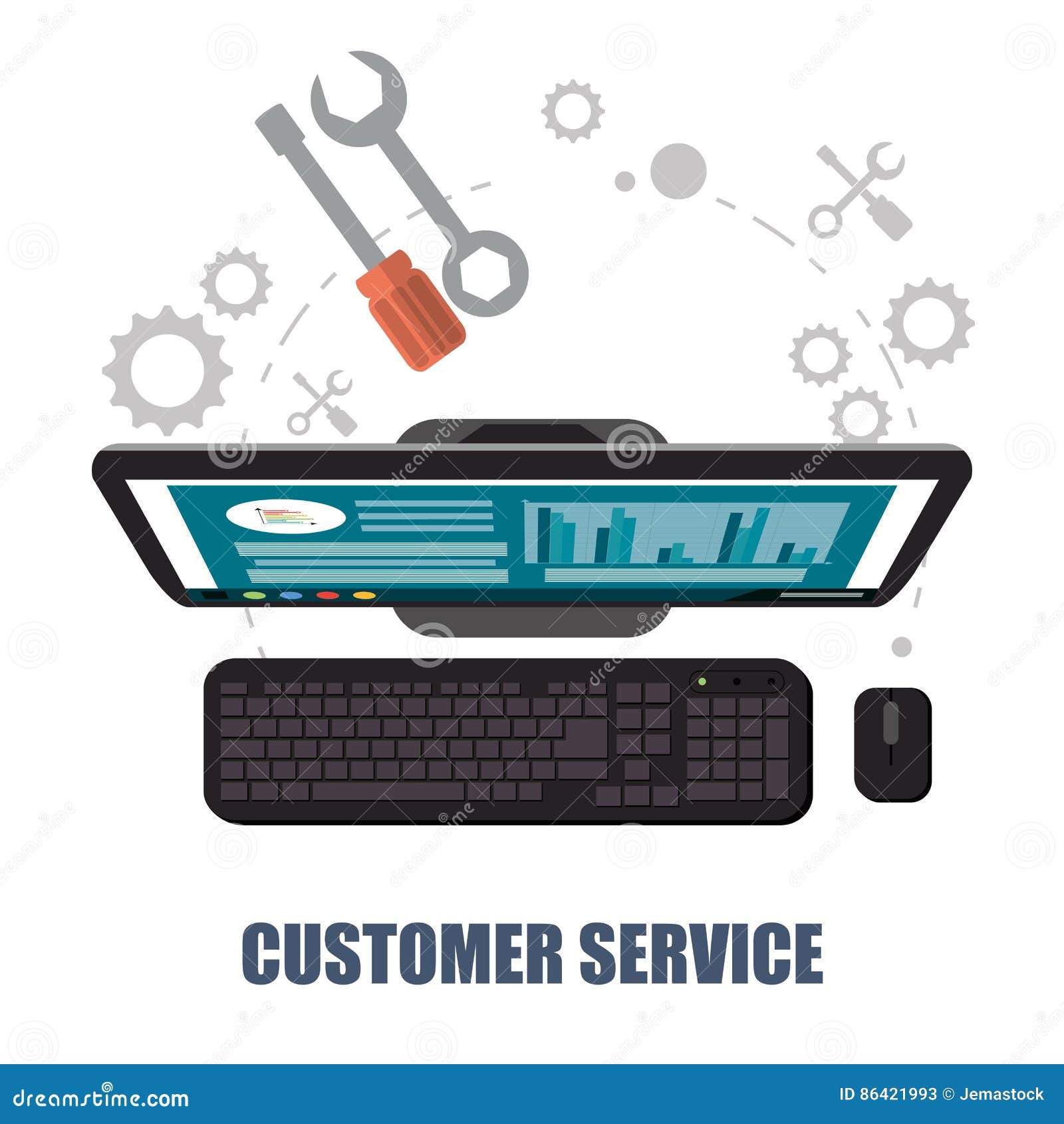 Customer Service Computer Support Concept Stock Vector - Illustration ...