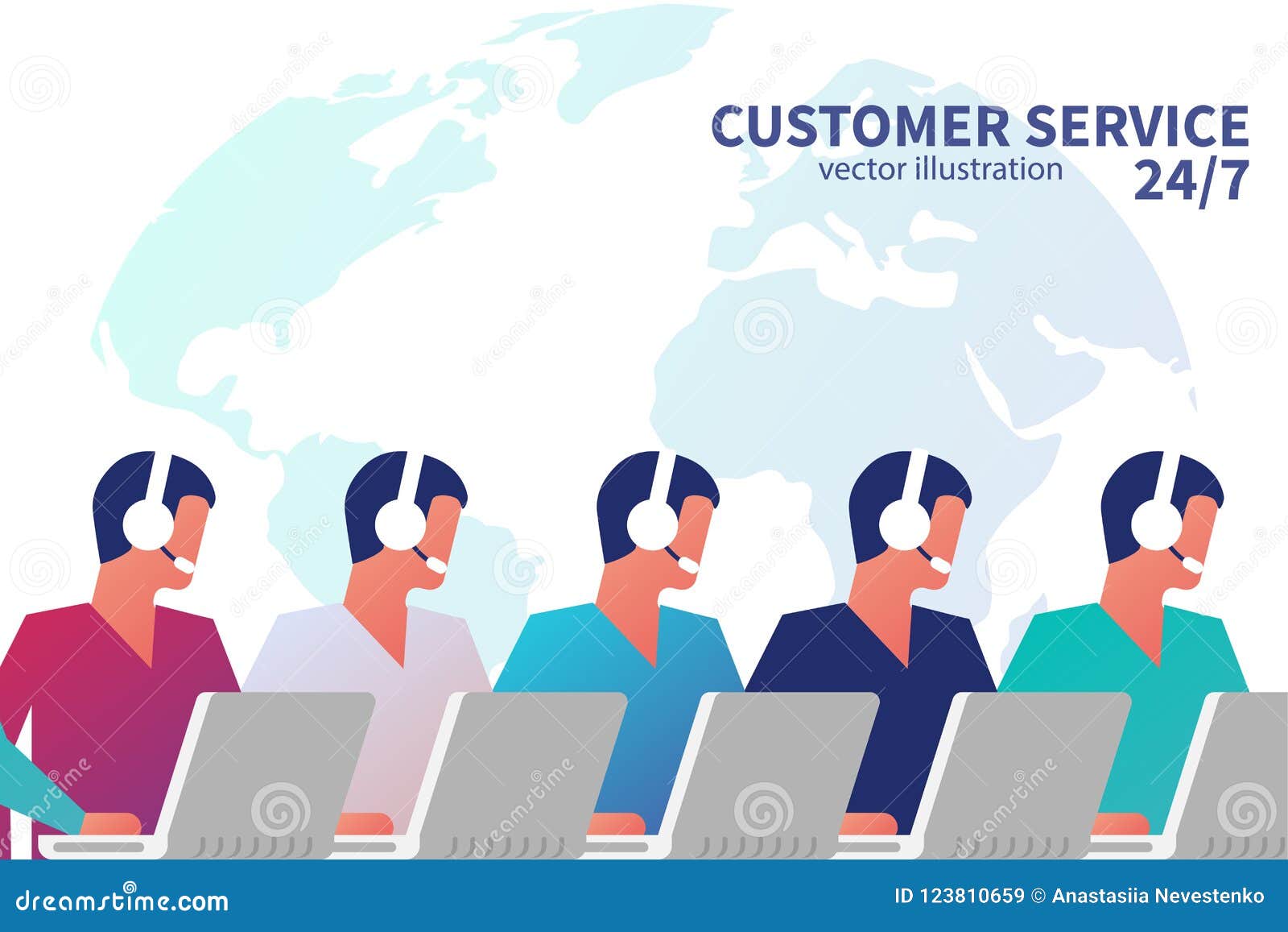 Customer service concept. stock vector. Illustration of headset - 123810659