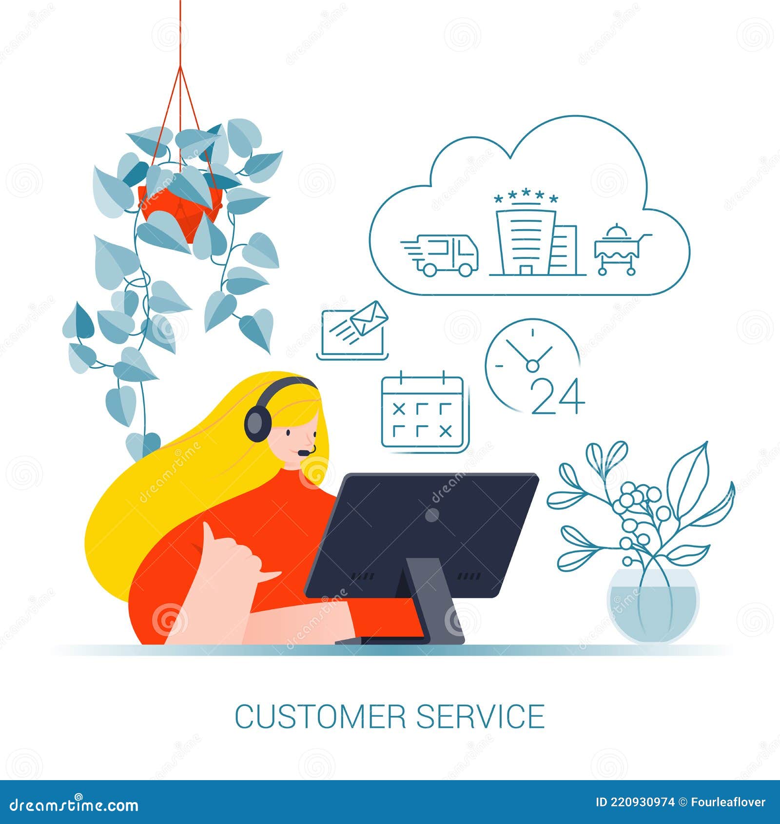 Customer Service Concept Illustrations. Flat Style Vector Cartoon Stock ...