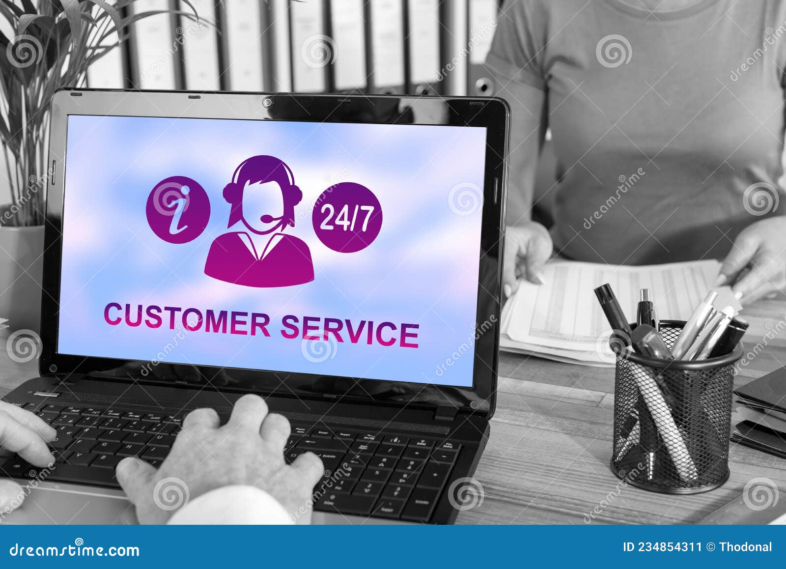 Customer Service Concept on a Laptop Stock Image - Image of advice ...