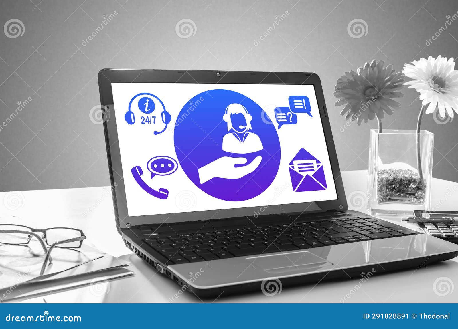 Customer Service Concept on a Laptop Screen Stock Image - Image of ...
