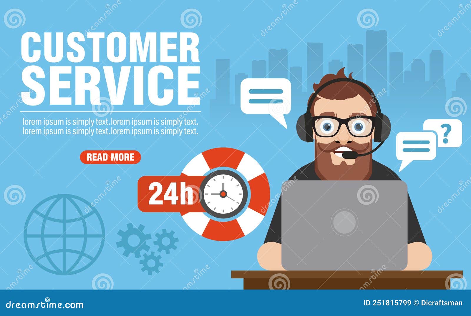 Customer Service Concept Modern Design Flat Banner Stock Vector ...