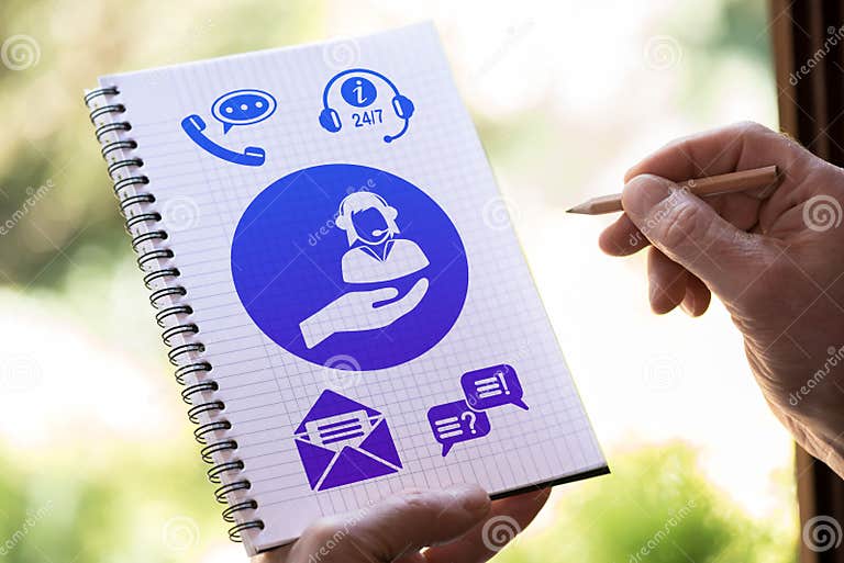 Customer Service Concept on a Notepad Stock Photo - Image of center ...