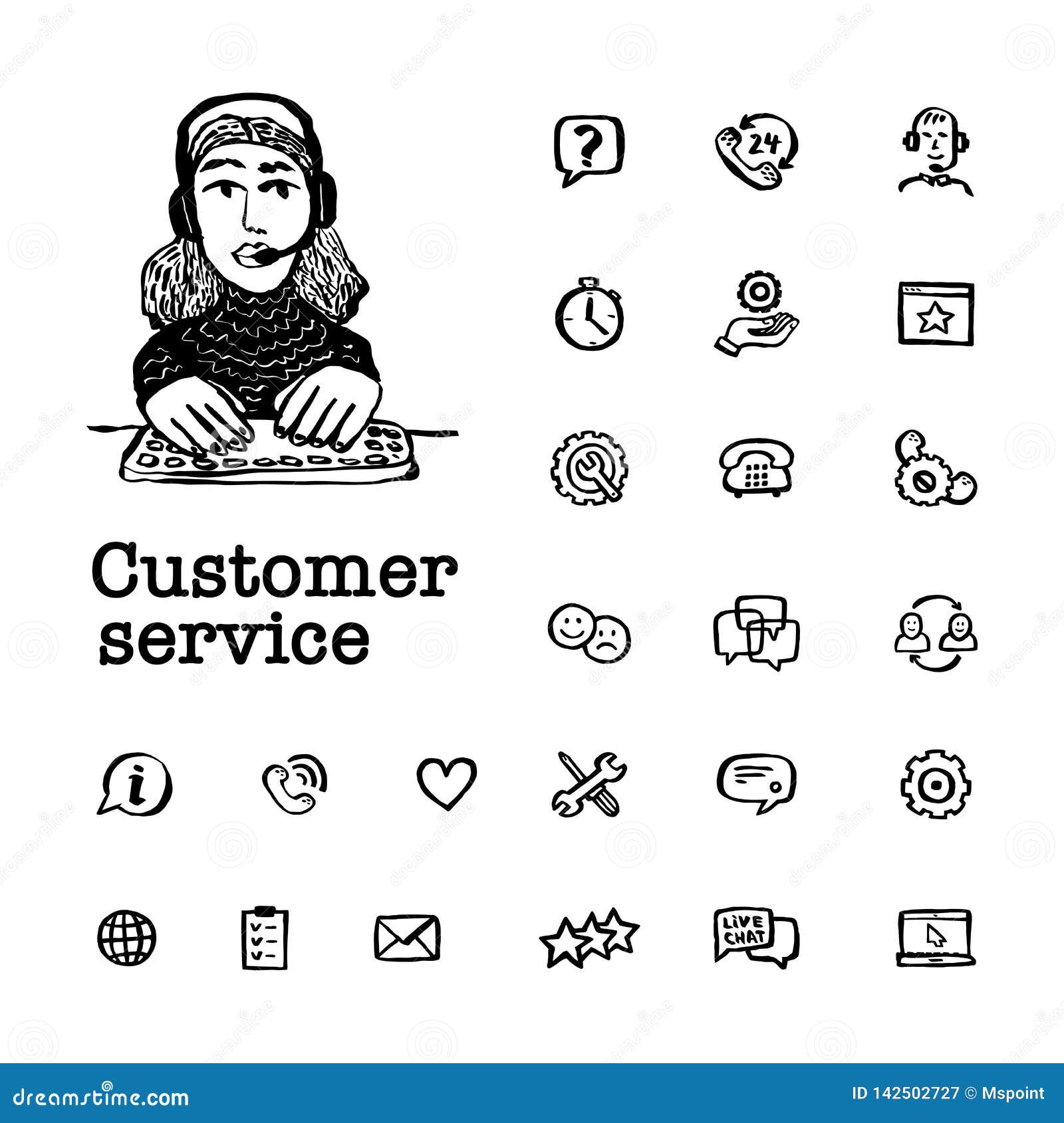 Customer Service Concept. Online Chat. Round Shape Frame with Help and ...