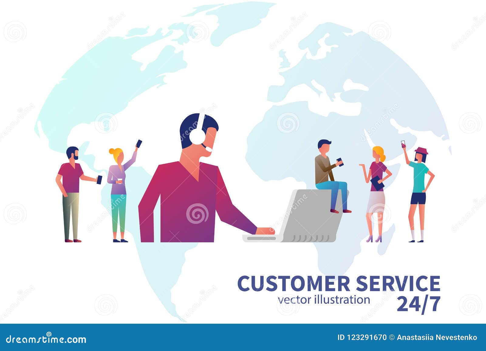 Customer service concept. stock vector. Illustration of consultant ...