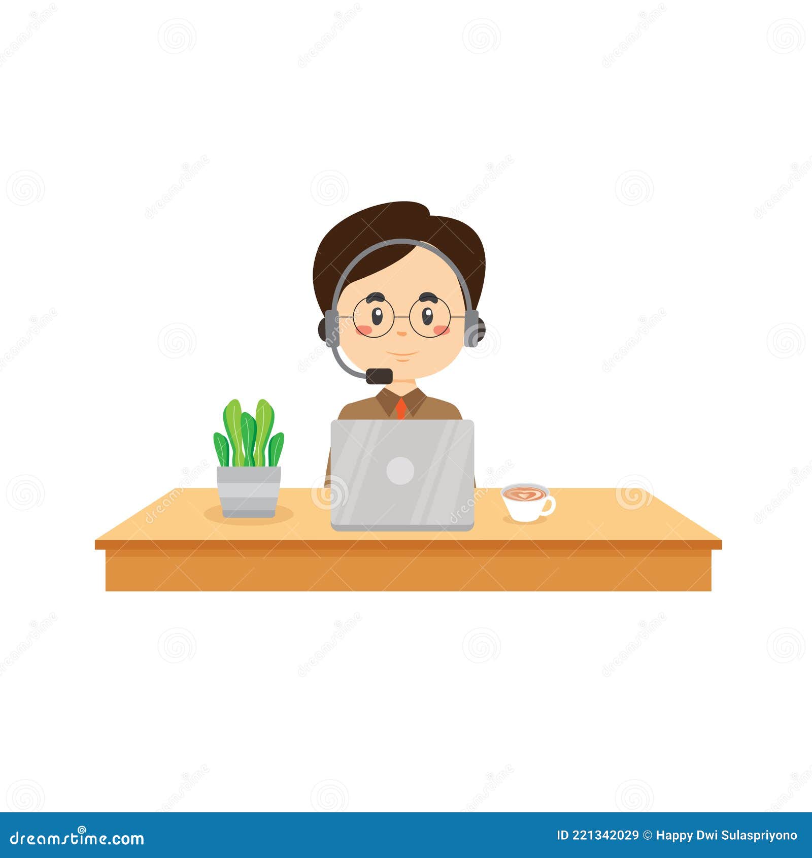 Customer Service on the Desk Stock Vector - Illustration of work ...