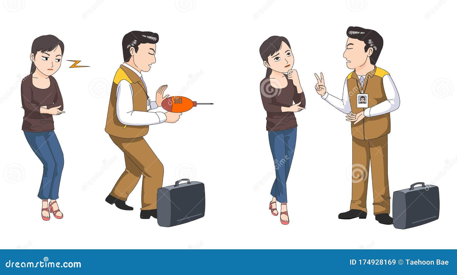 Customer and Service Engineer Illustration Stock Image - Illustration ...