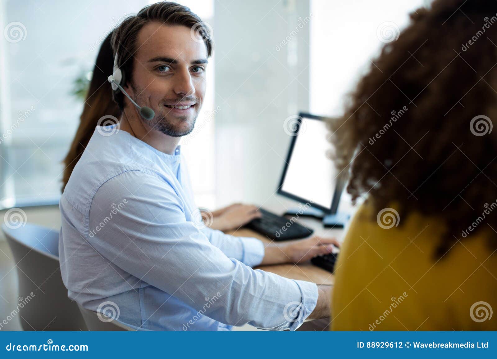 Customer Service Executive Working at Office Stock Photo - Image of ...