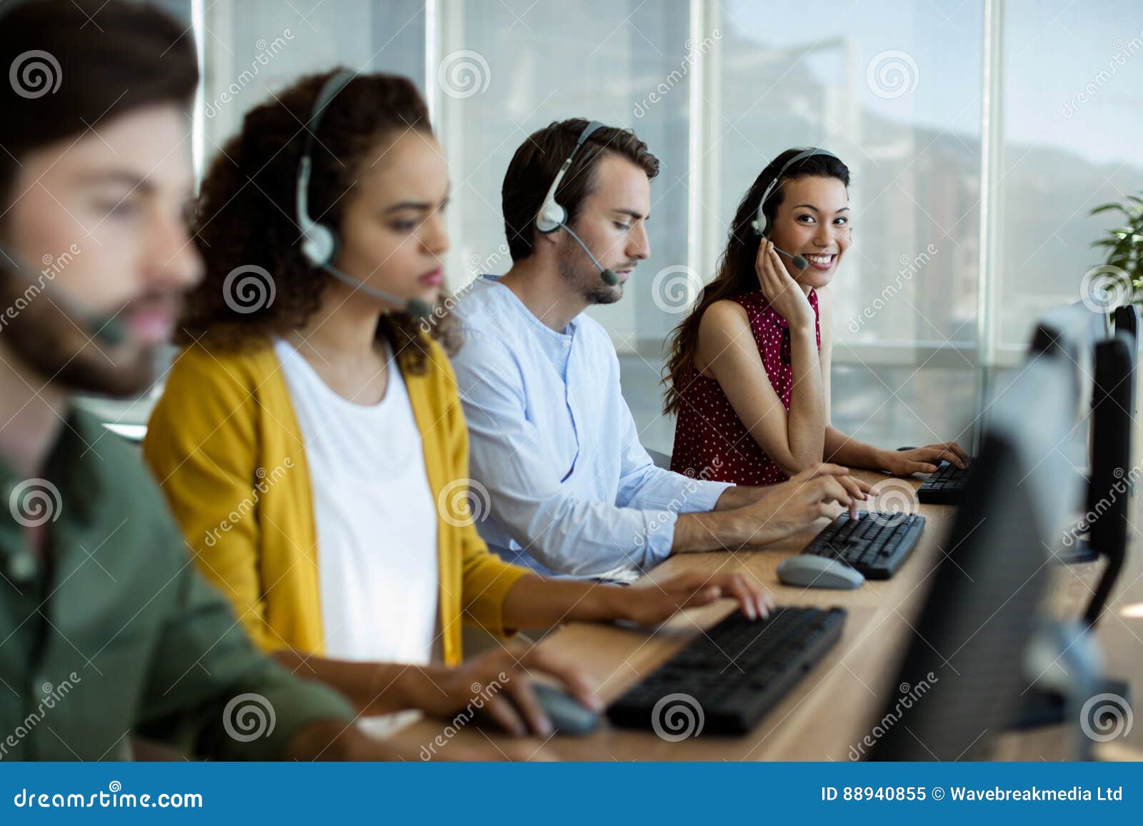 Customer Service Executive Working at Office Stock Image - Image of ...