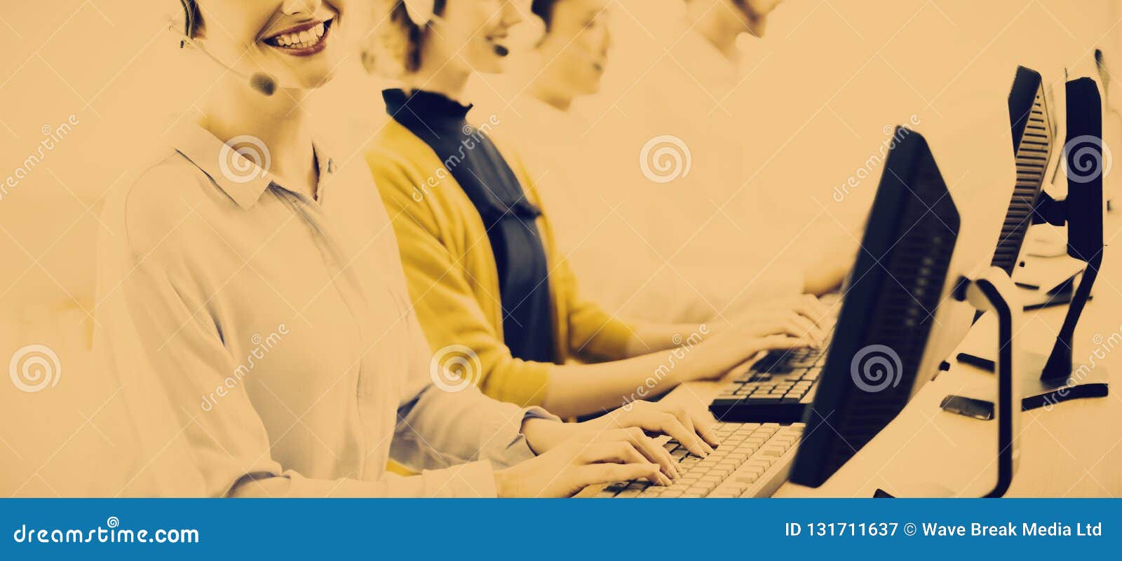 Customer Service Executives Working in Call Center Stock Image - Image ...