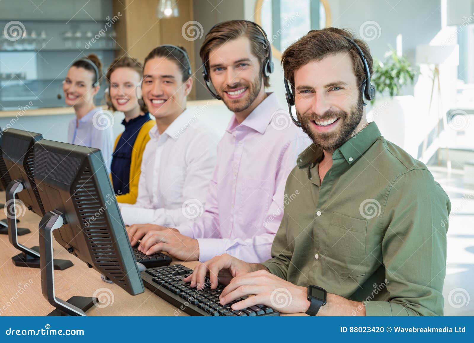 Customer Service Executives Working in Call Center Stock Photo - Image ...