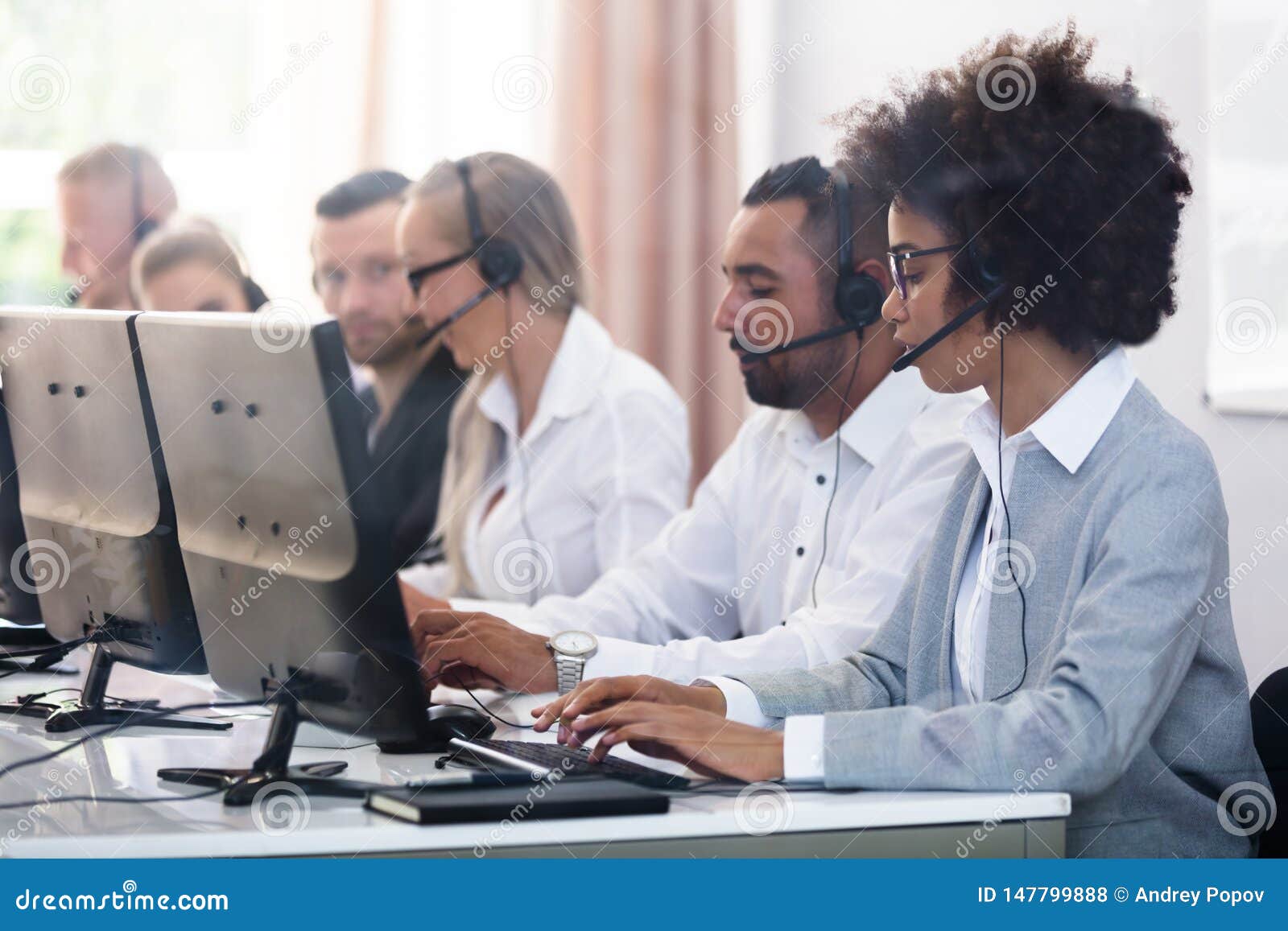 Customer Service Executives Working in Call Center Stock Photo - Image ...