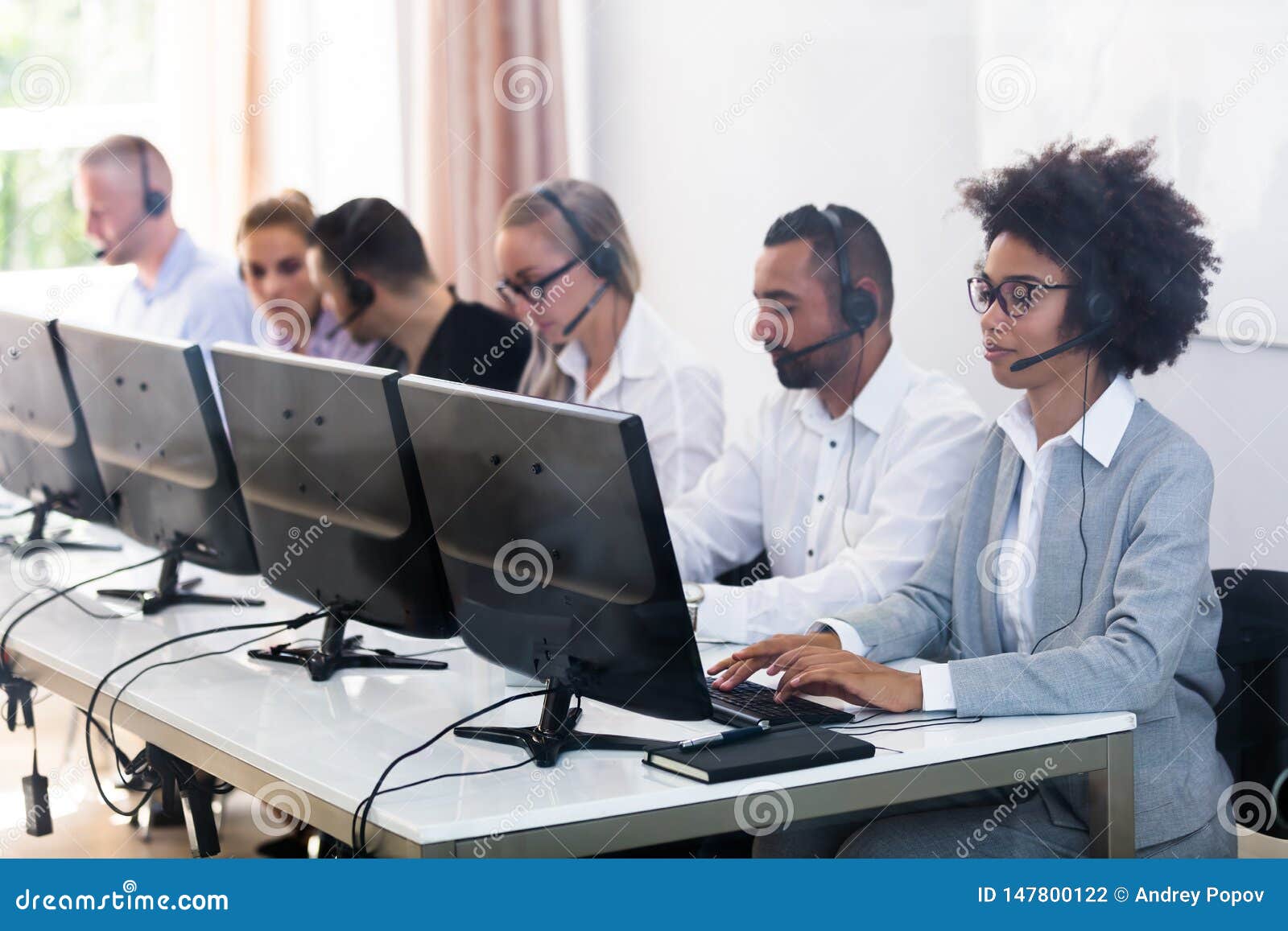 Customer Service Executives Working in Call Center Stock Photo - Image ...
