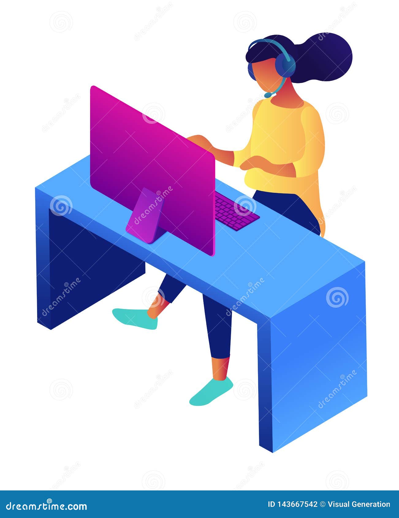 Customer Service Female Representative Isometric 3D Illustration. Stock ...