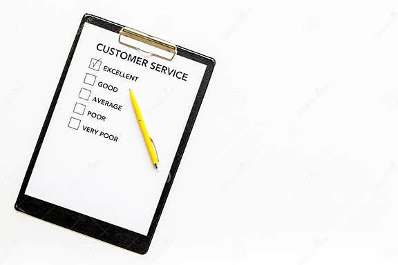 Customer Service Form on White Background Top View Copy Space Stock ...