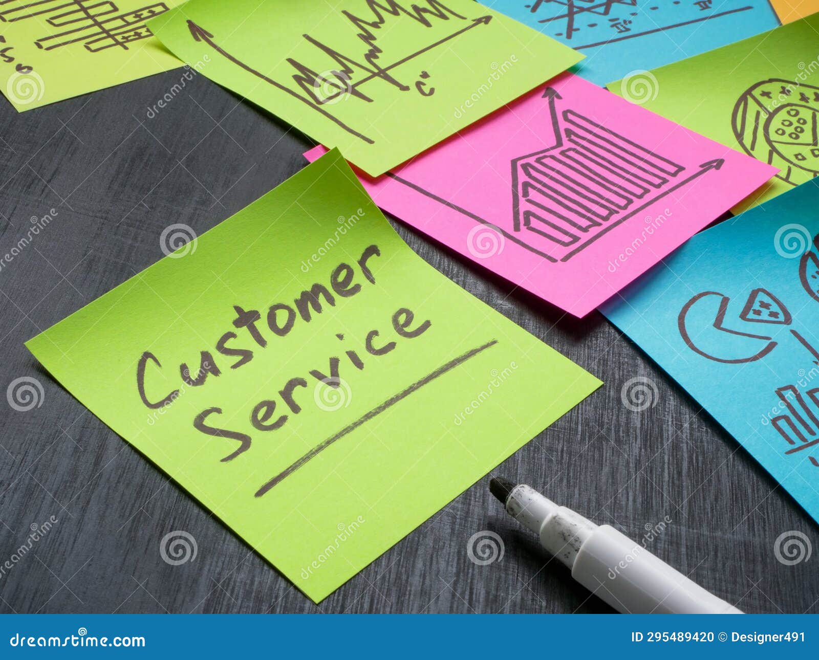 Customer Service Handwritten and Charts. Stock Photo - Image of service ...