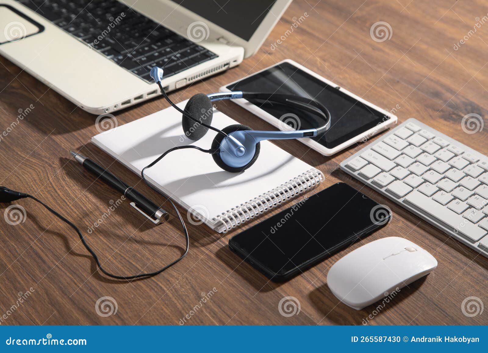 Customer Service Headset on the Computer Keyboard Stock Photo - Image ...