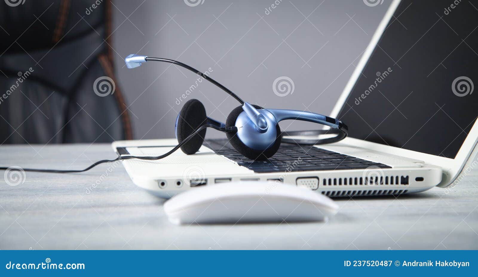 Customer Service Headset and Laptop Computer Stock Image - Image of ...