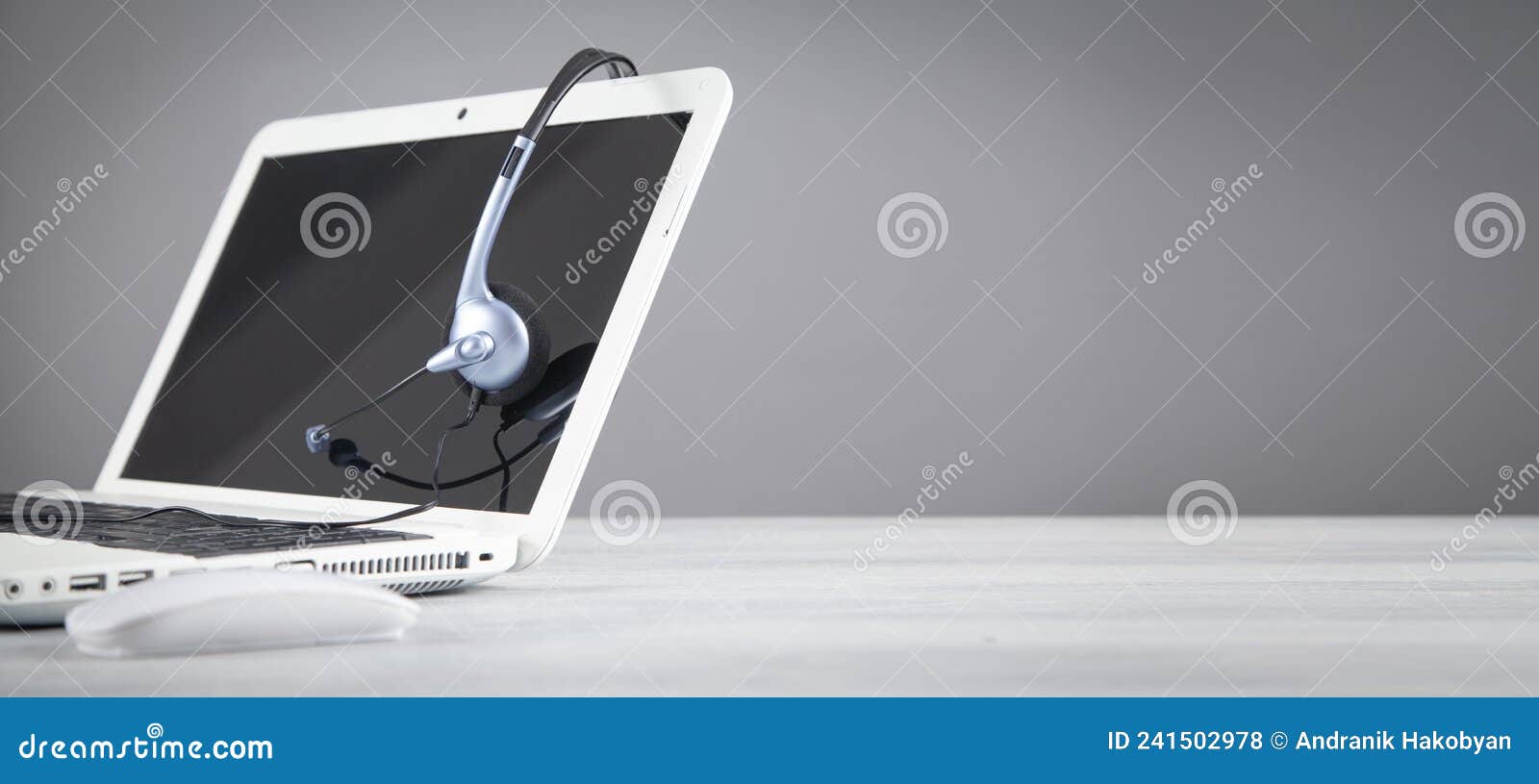 Customer Service Headset and Laptop Computer Stock Photo - Image of ...