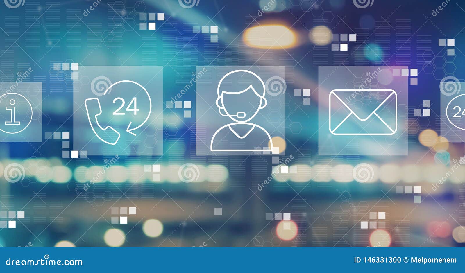 Customer Service 24 Hours 7 Days a Week with Blurred City Lights Stock ...