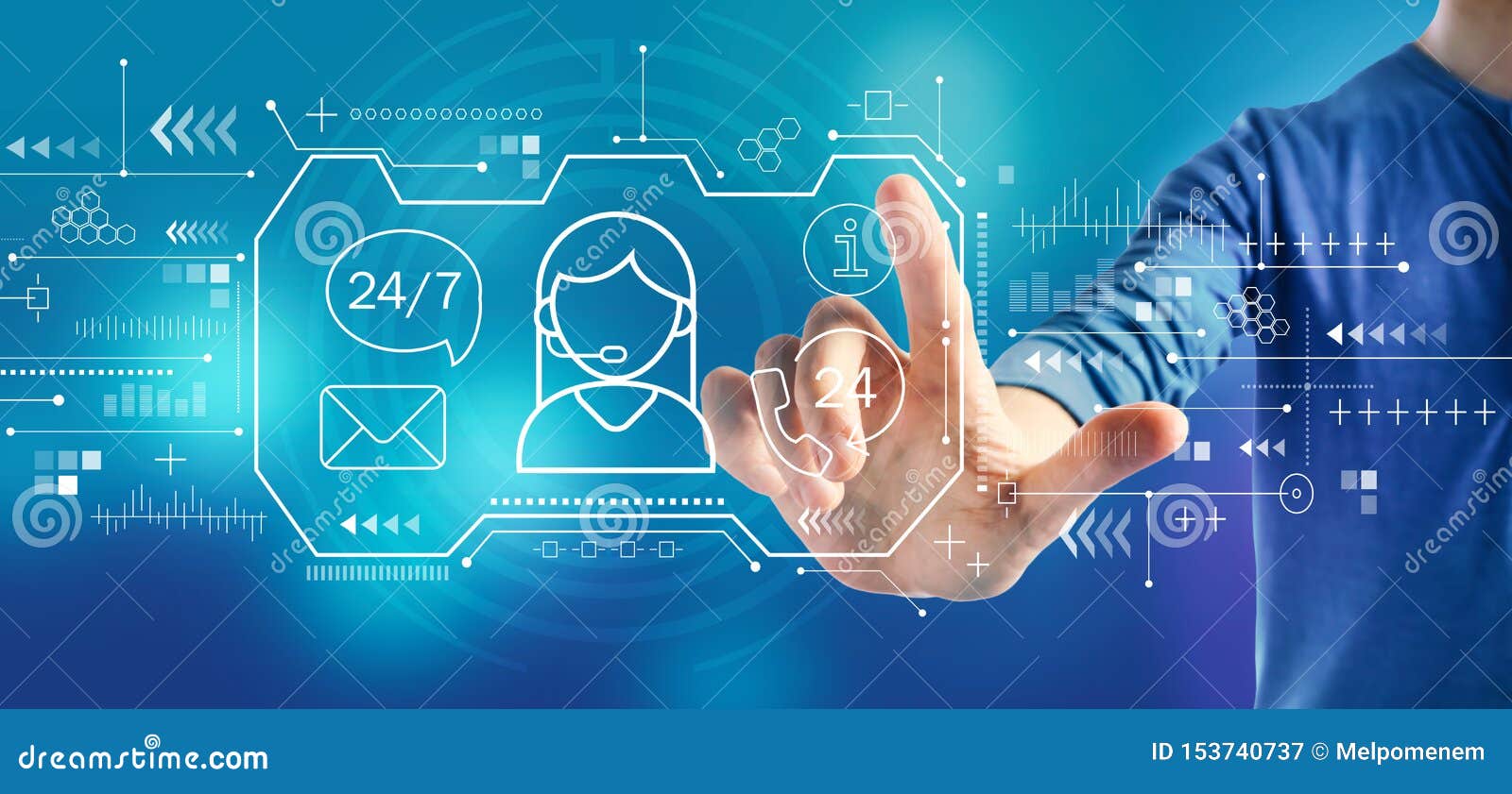 Customer Service 24 Hours 7 Days a Week with a Man Stock Image - Image ...