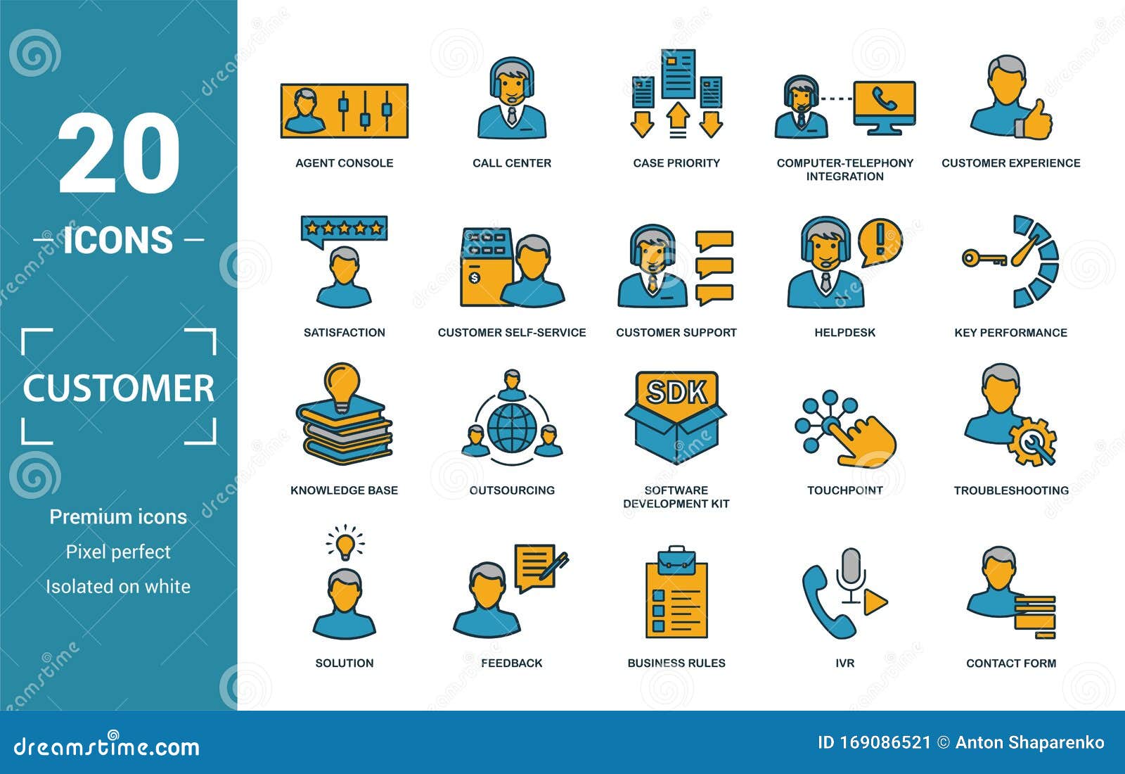 Customer Service Icon Set. Include Creative Elements Agent Console ...