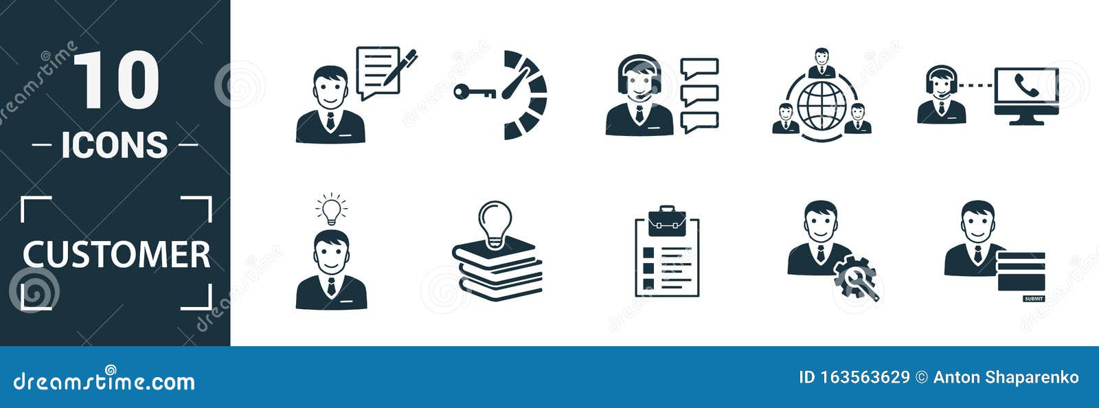 Customer Service Icon Set. Include Creative Elements Agent Console ...
