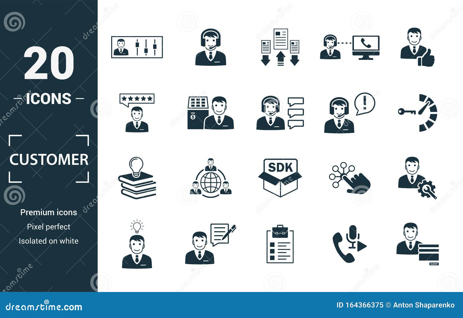 Customer Service Icon Set. Include Creative Elements Agent Console ...