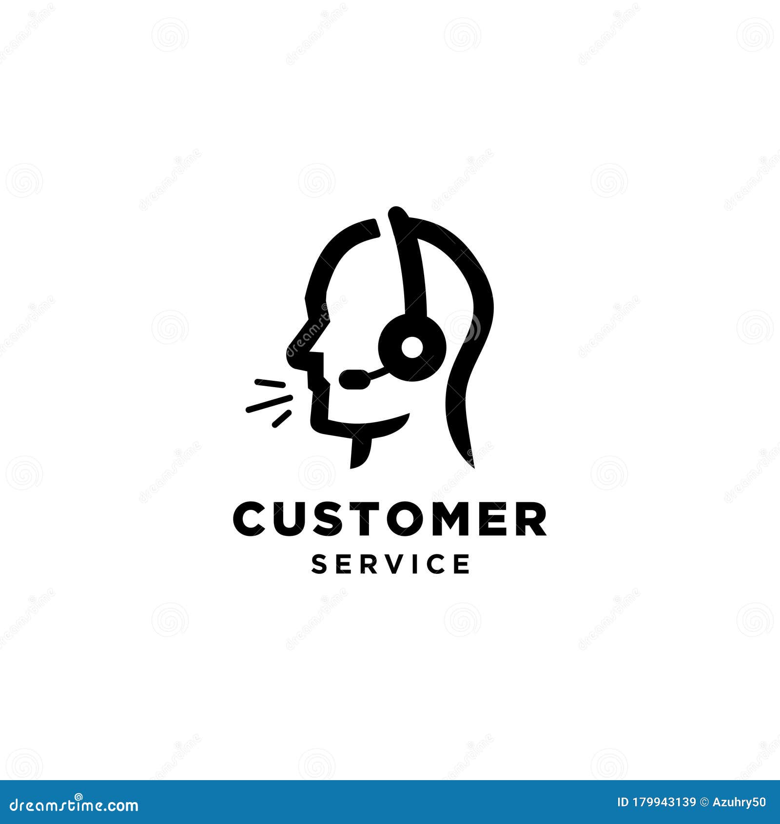 Customer Service Icon. User with Headphone Vector Illustration Logo ...