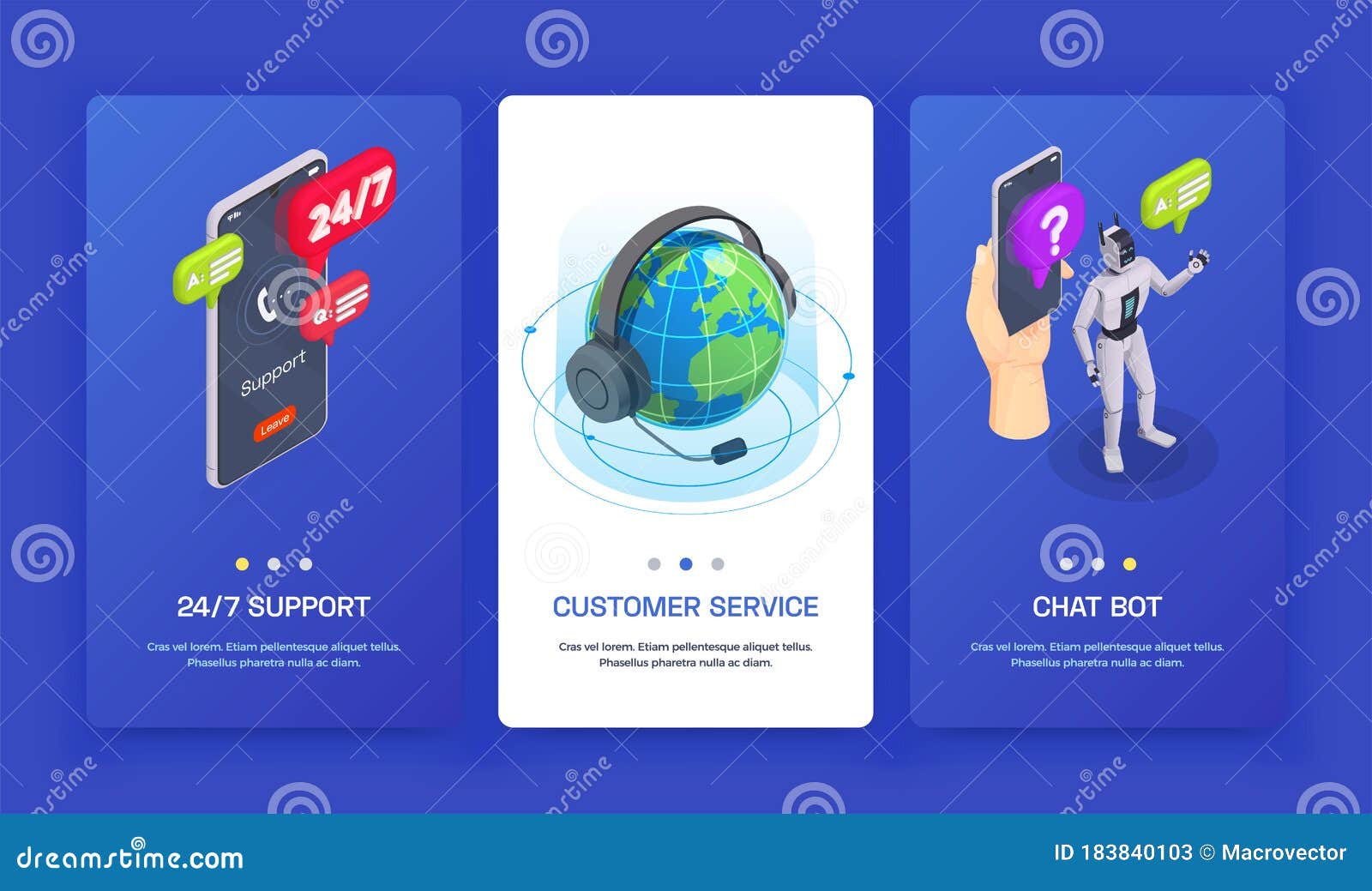 Customer Service Isometric Banner Set Stock Vector - Illustration of ...