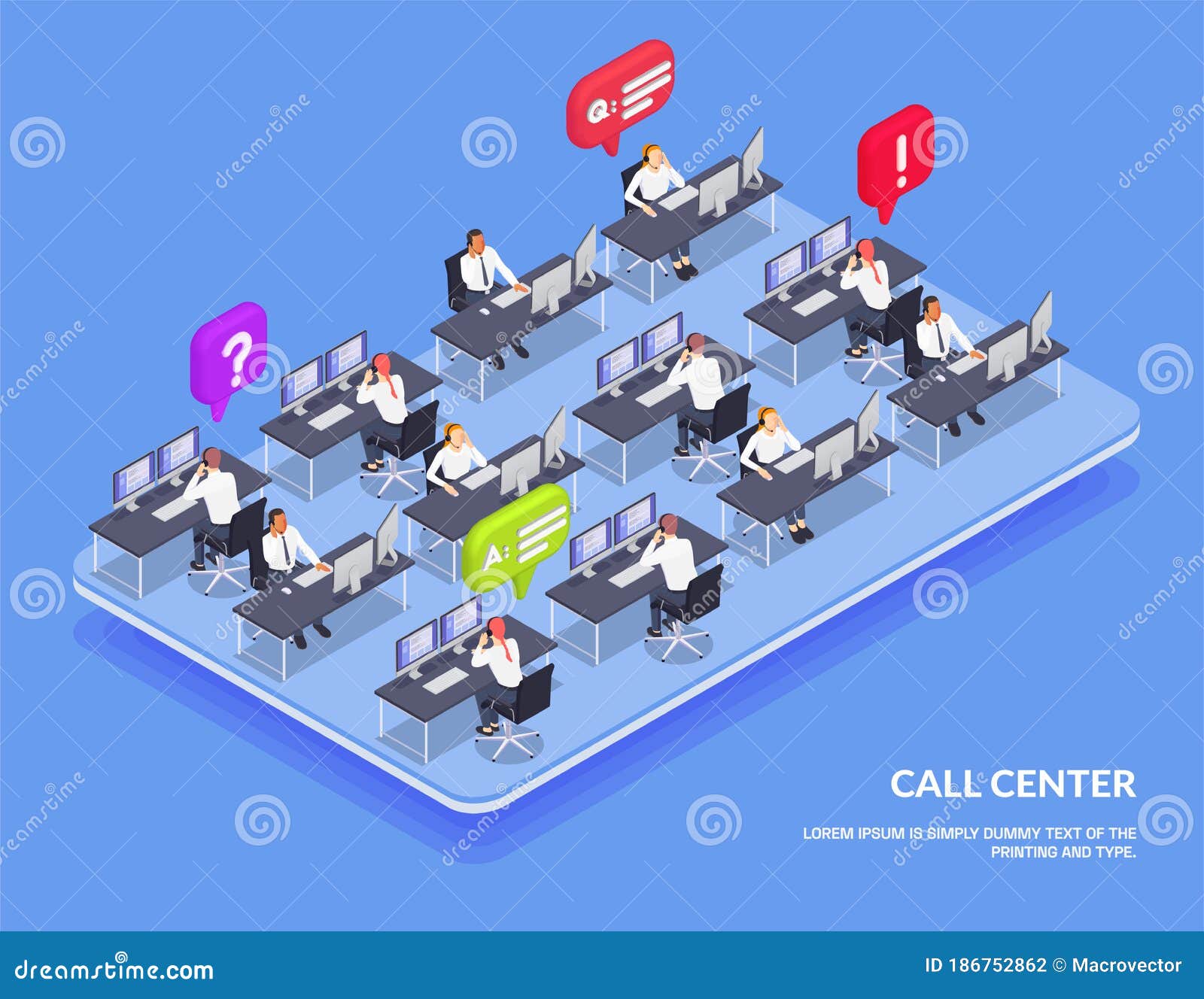 Customer Service Isometric and Colored Composition Stock Vector ...
