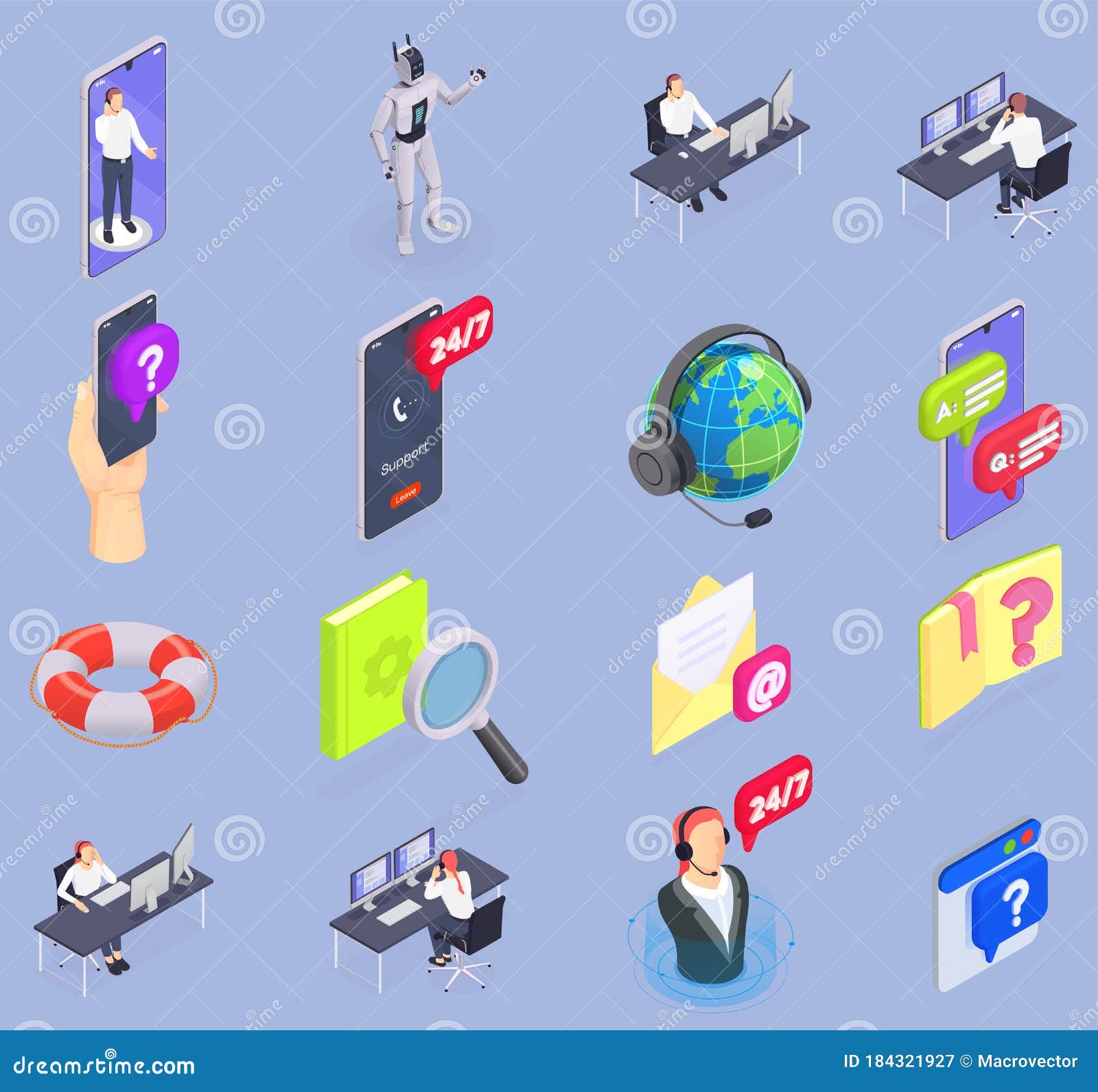 Customer Service Isometric Isolated Icon Set Stock Vector ...