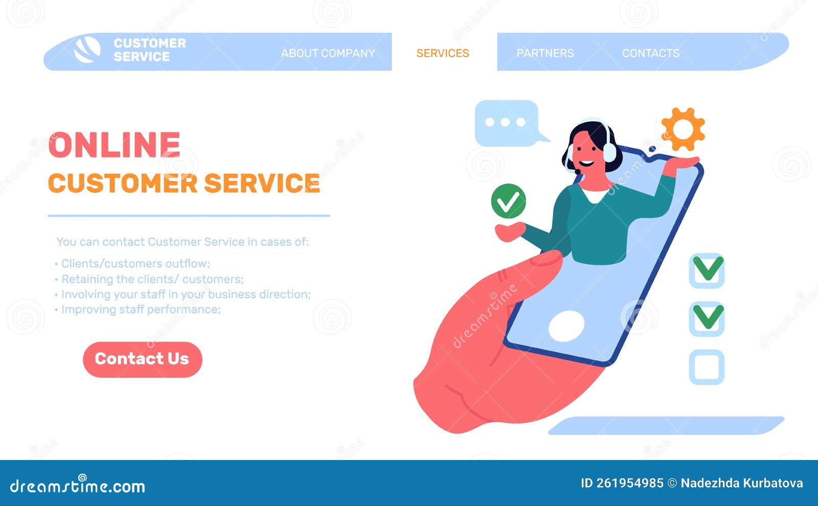 Customer Service Landing Page. Online Feedback. Website Interface ...