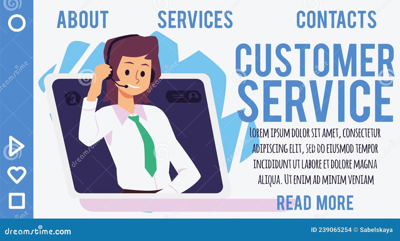 Customer Service Landing Page Template with Call Center Operator in ...