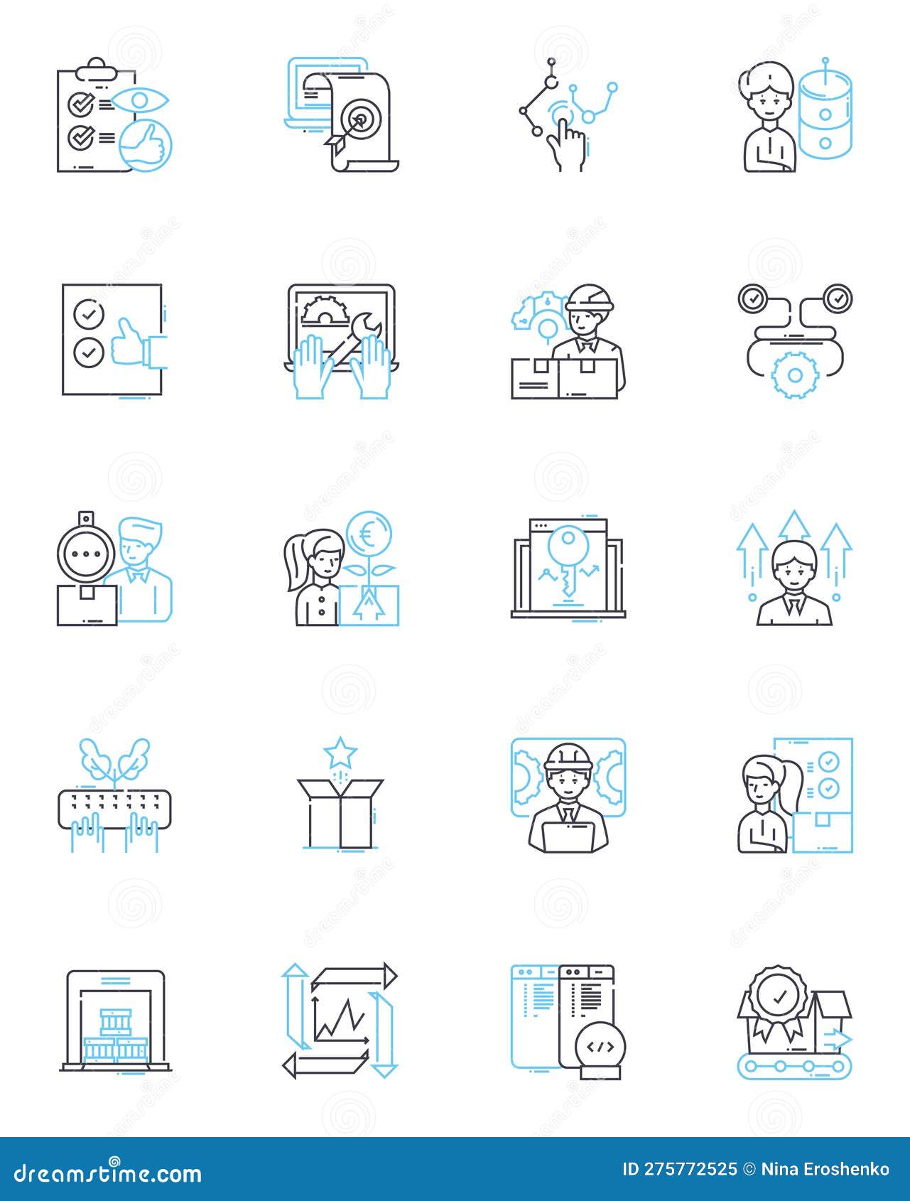Customer Service Linear Icons Set. Satisfaction, Empathy, Communication ...