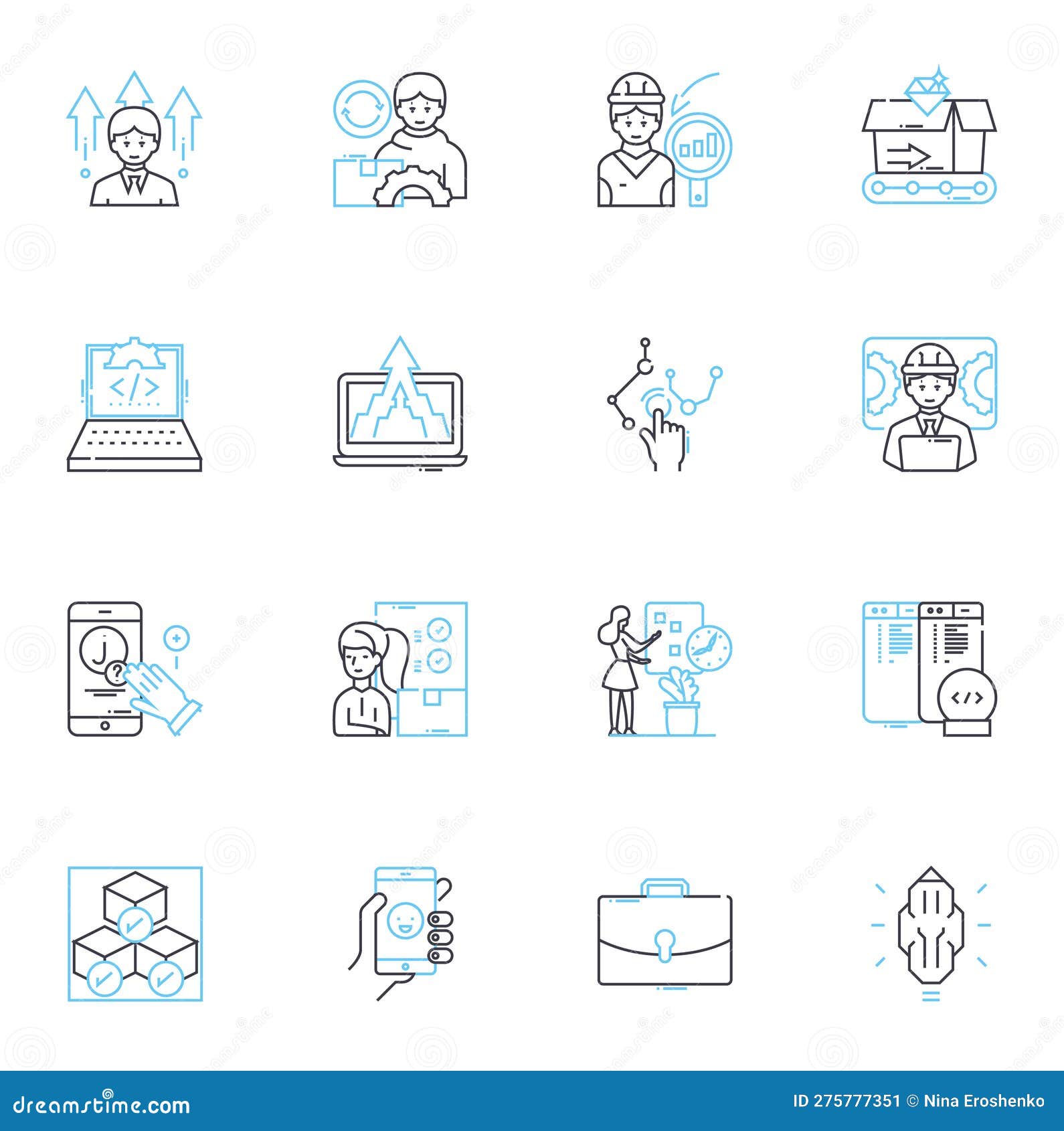 Customer Service Linear Icons Set. Satisfaction, Empathy, Communication ...