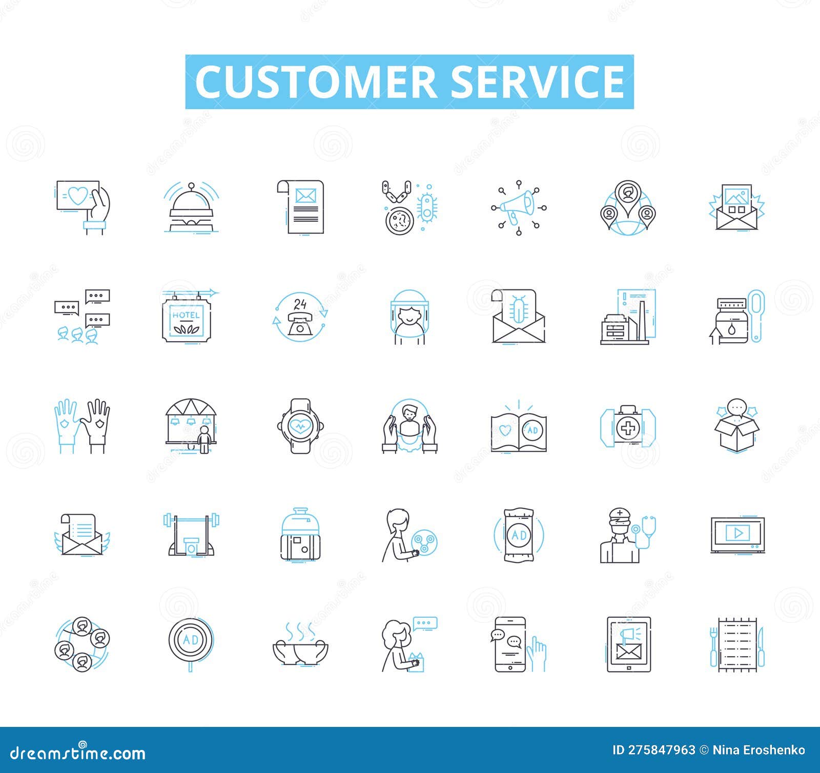 Customer Service Linear Icons Set. Satisfaction, Support, Experience ...