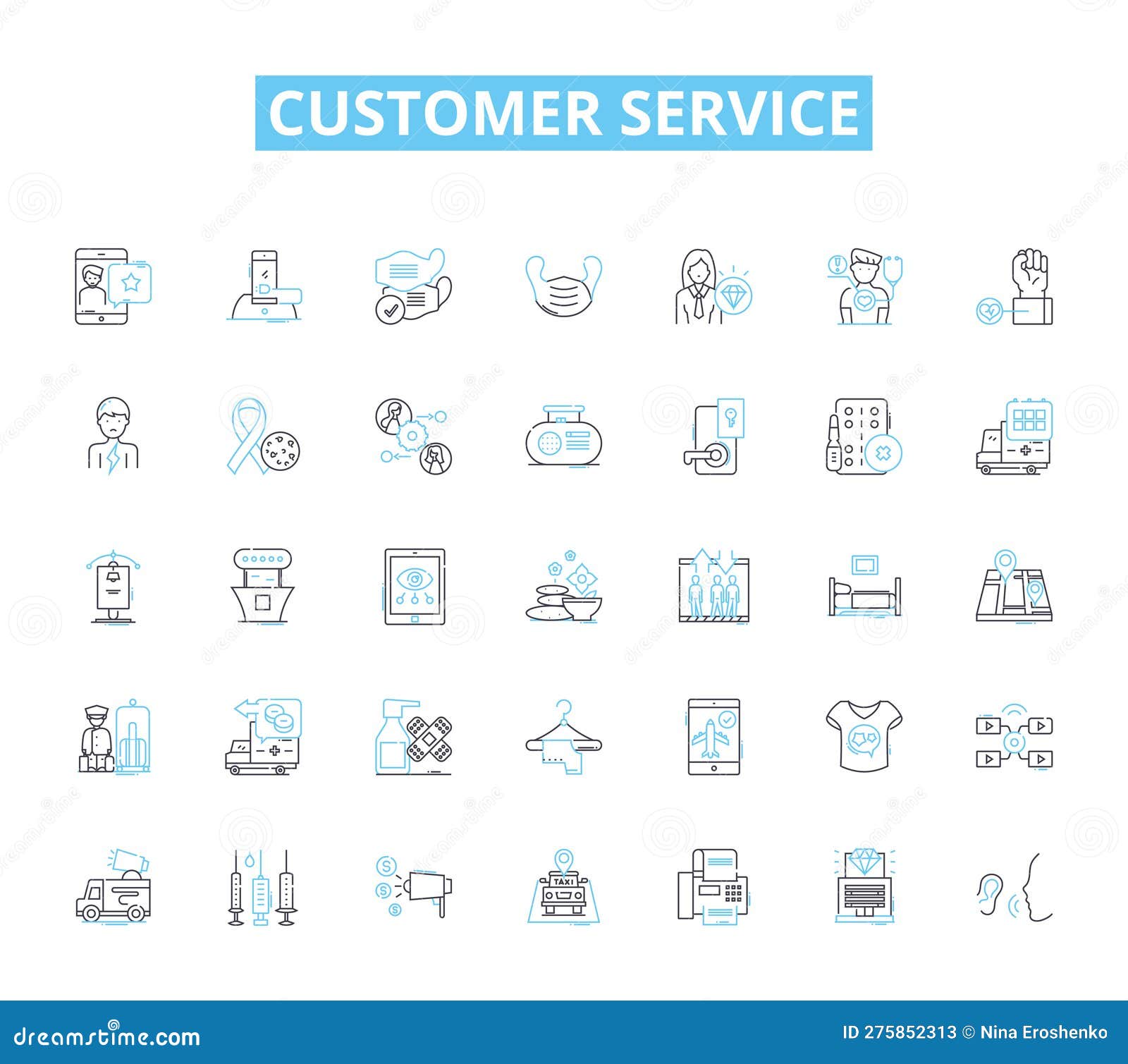 Customer Service Linear Icons Set. Satisfaction, Support, Experience ...