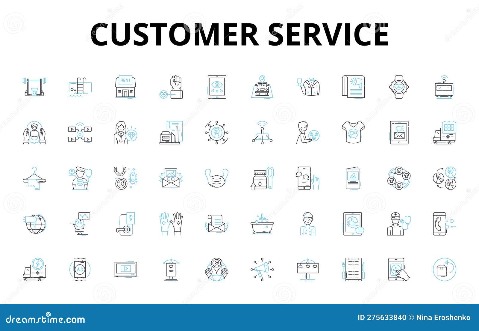 Customer Service Linear Icons Set. Satisfaction, Support, Experience ...