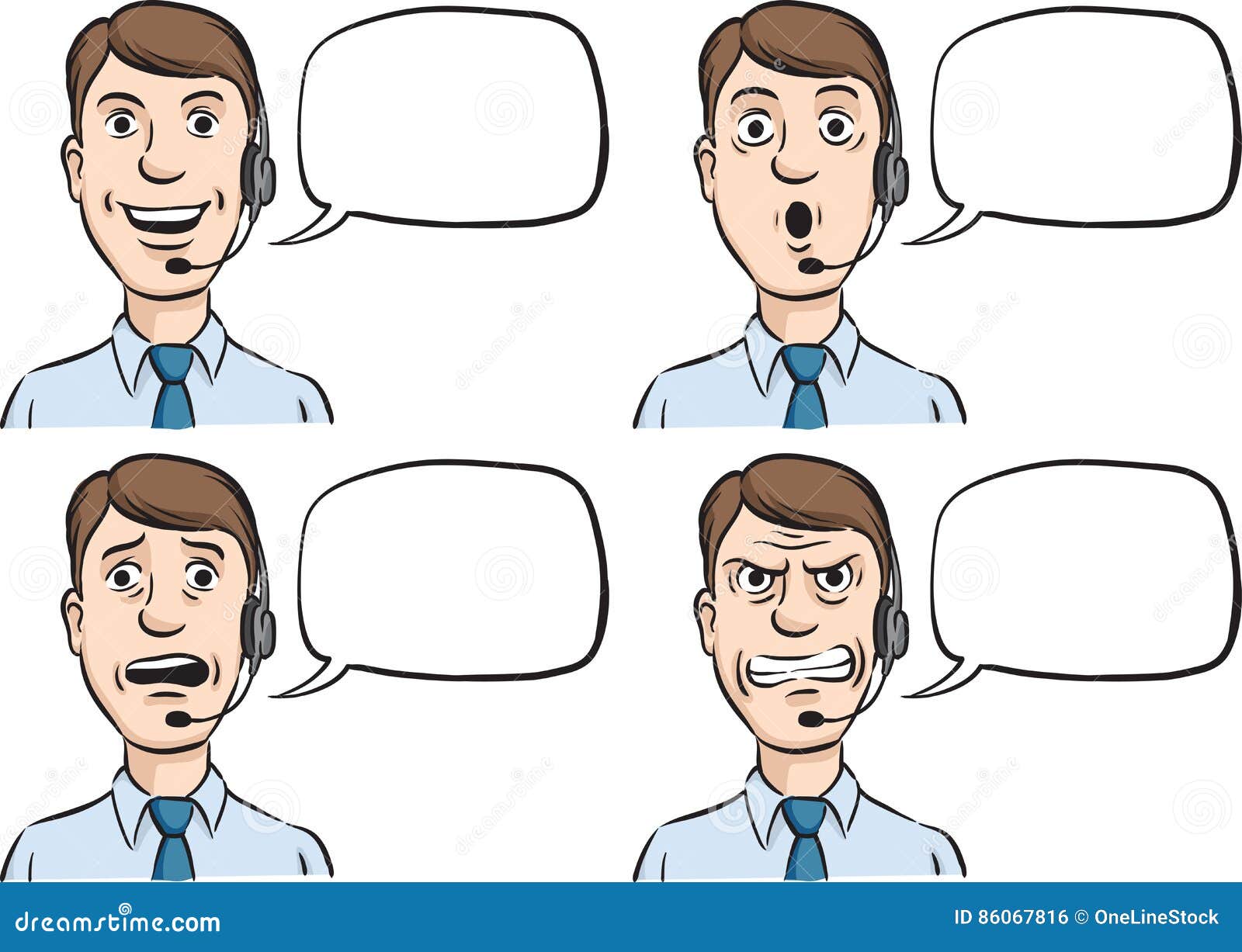 Customer Service Man with Headset and Speech Bubble Stock Vector ...
