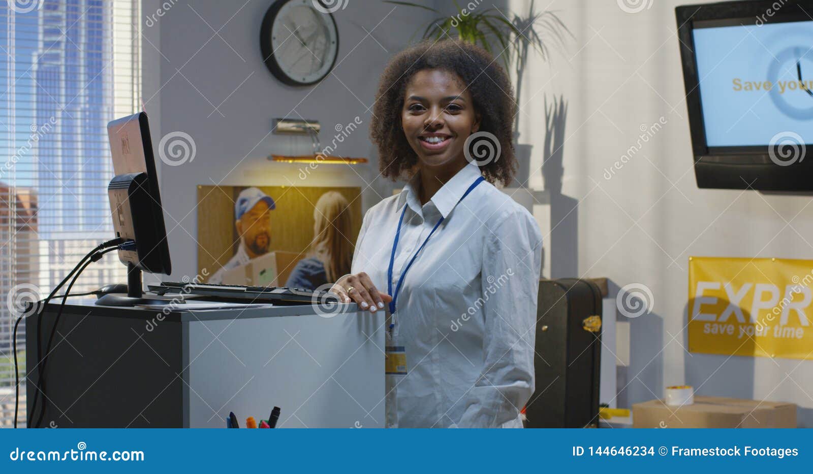 Customer Service Manager Standing by Desk Stock Photo - Image of ...