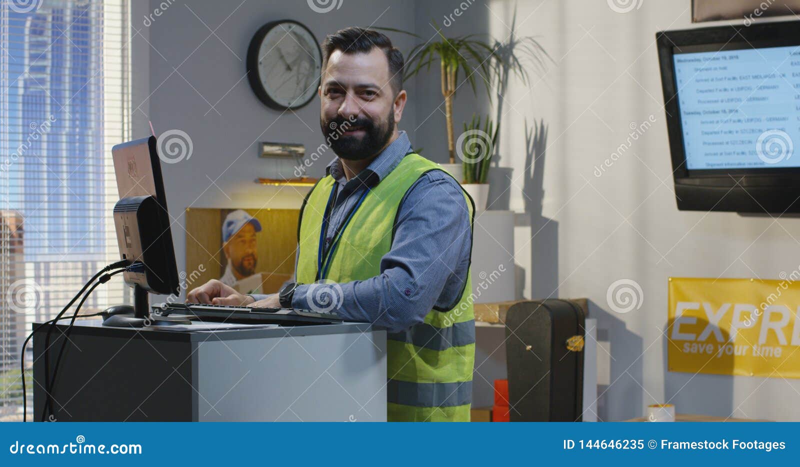 Customer Service Manager Standing by Desk Stock Image - Image of ...