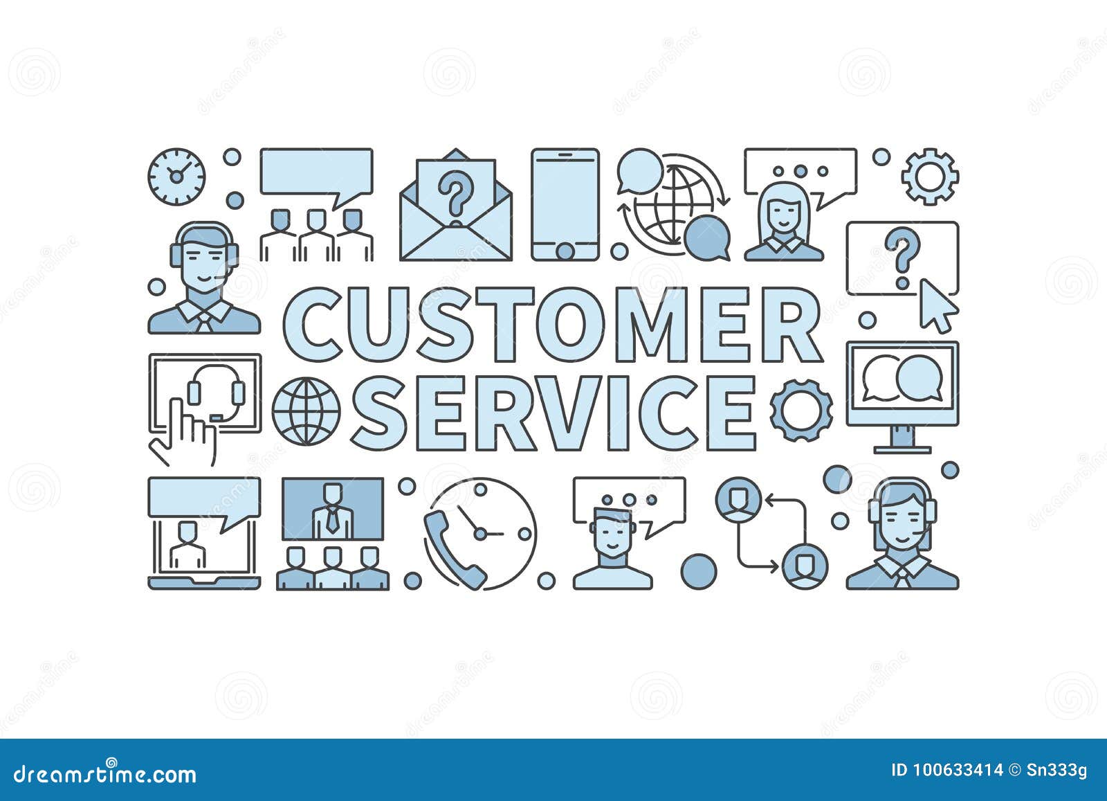 Customer Service Modern Vector Horizontal Banner or Illustration Stock ...