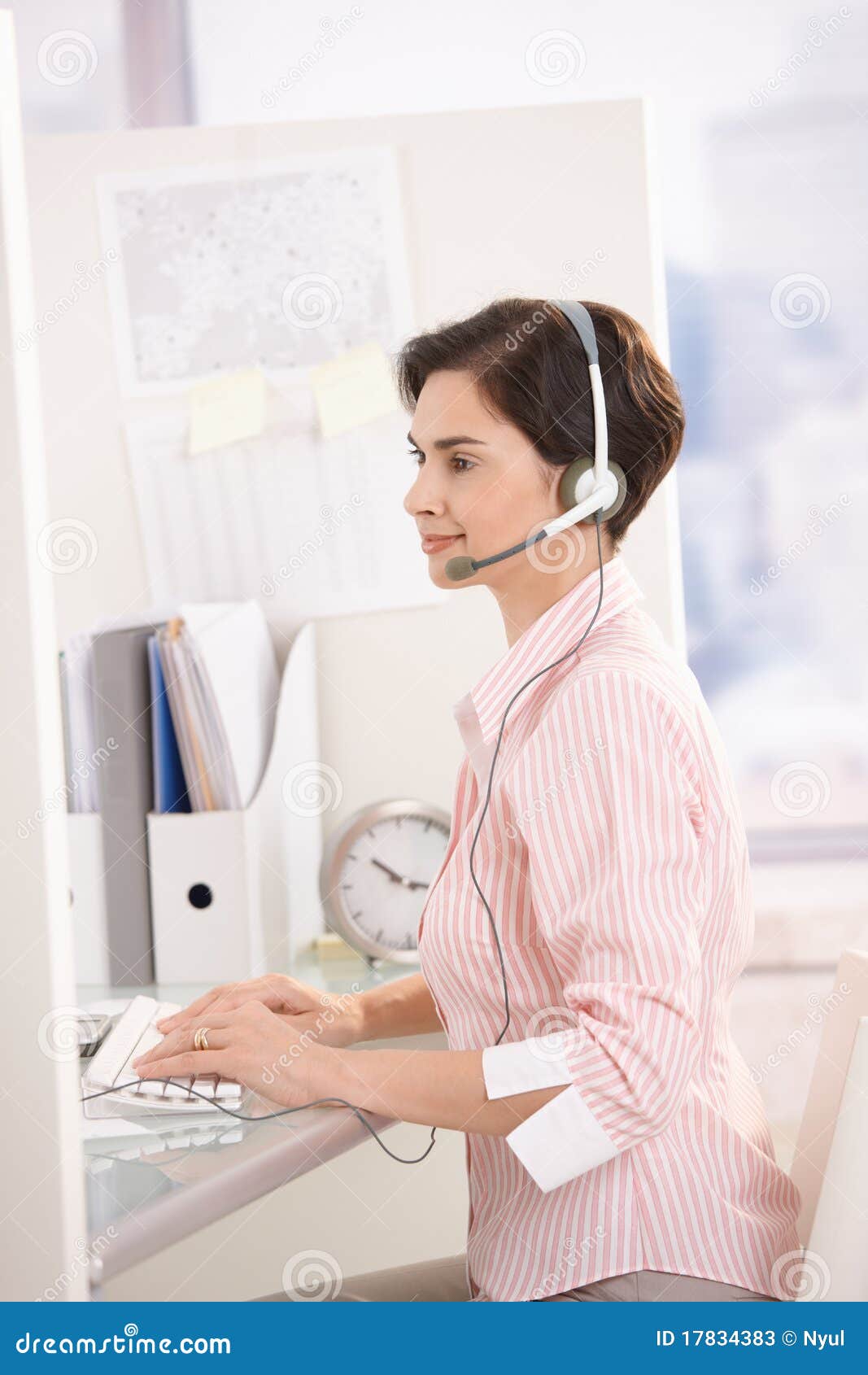 Customer Service Operator at Work Stock Image - Image of female, face ...