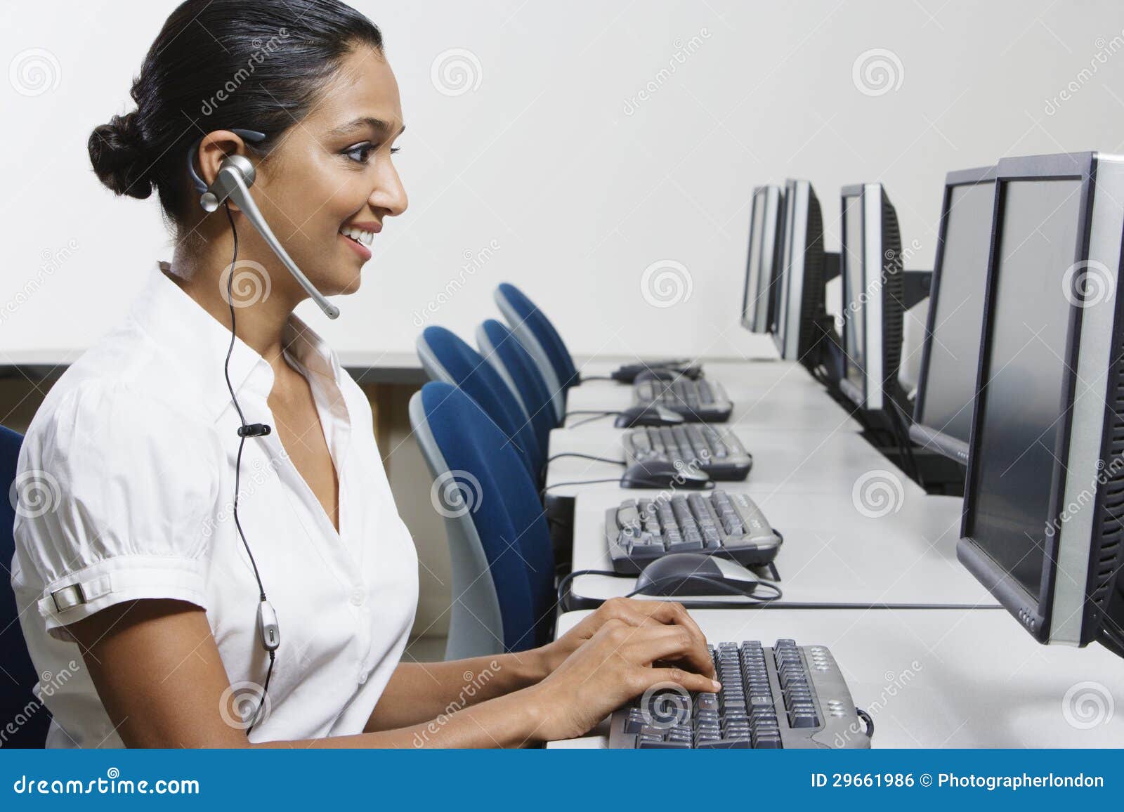 Customer Service Operator Working in Office Stock Photo - Image of ...